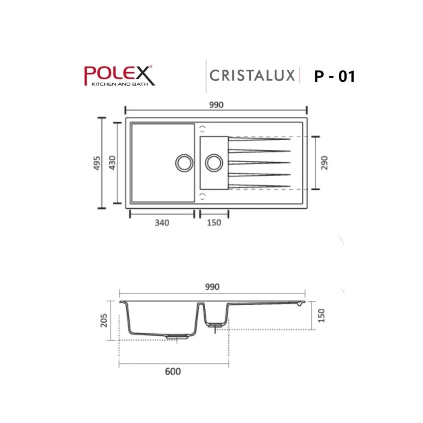 Polex P-01 Eviye Antrasit - Bauhaus