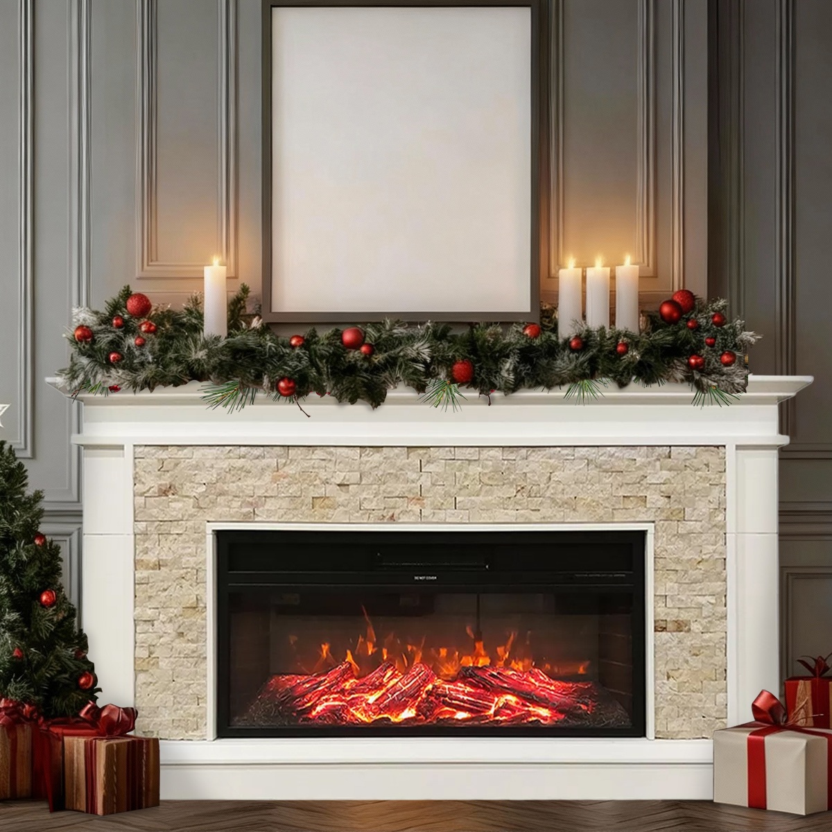 Dlc Tuvalu 1800W Doğaltaş Dekoratif Şömine Krem - Bauhaus