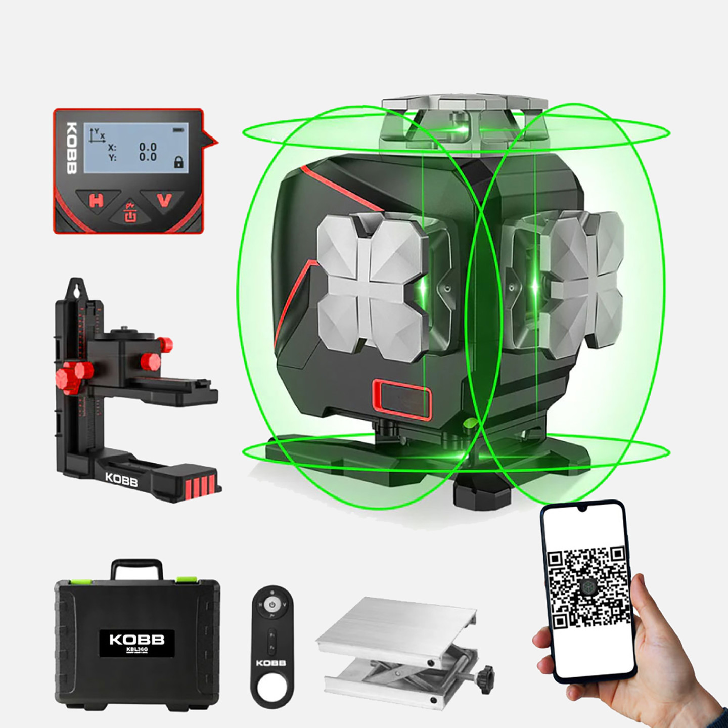 KOBB KBL36G Yeşil Çapraz Çizgi Lazer Distomat - Bauhaus