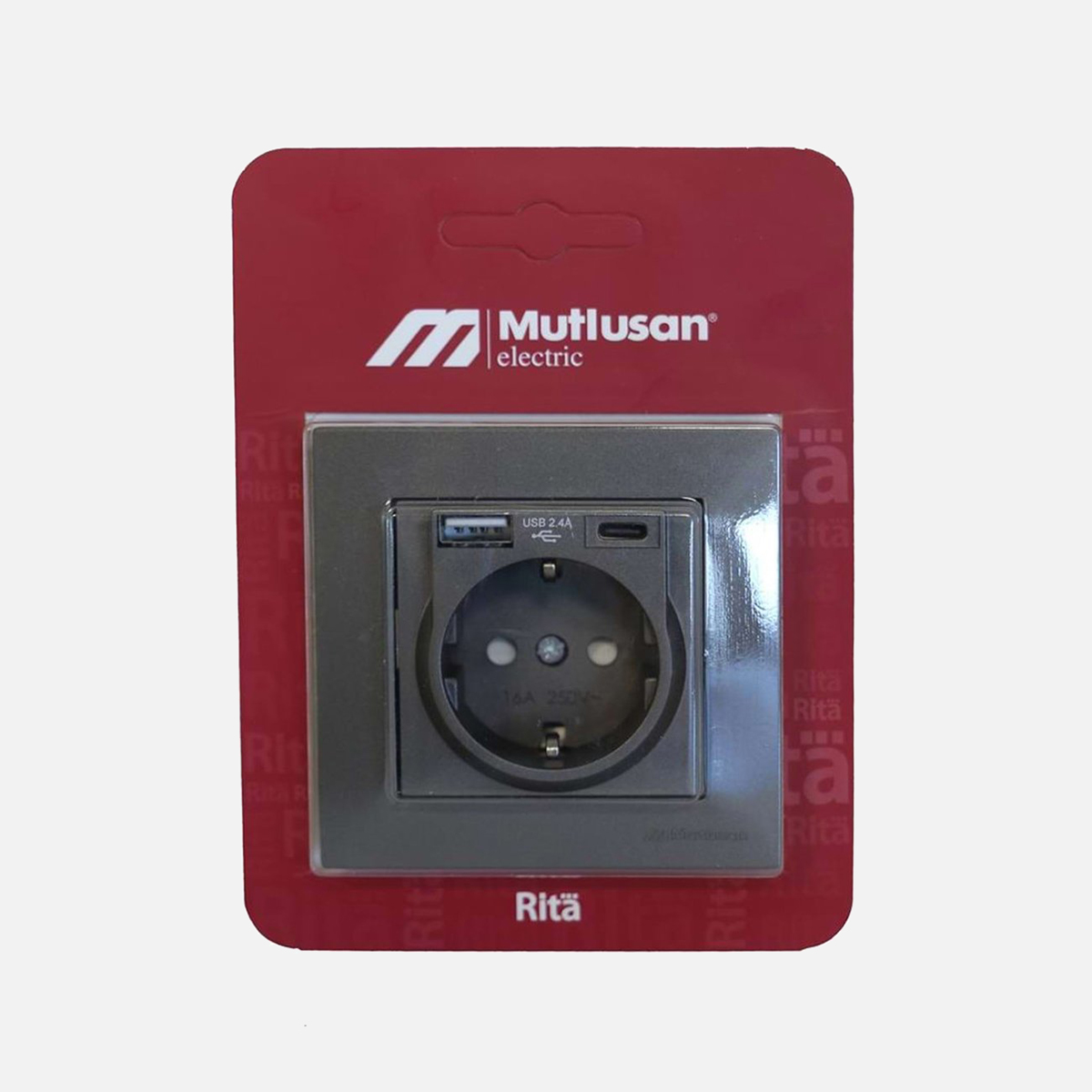 Rita USB Type-C Priz Füme - Bauhaus
