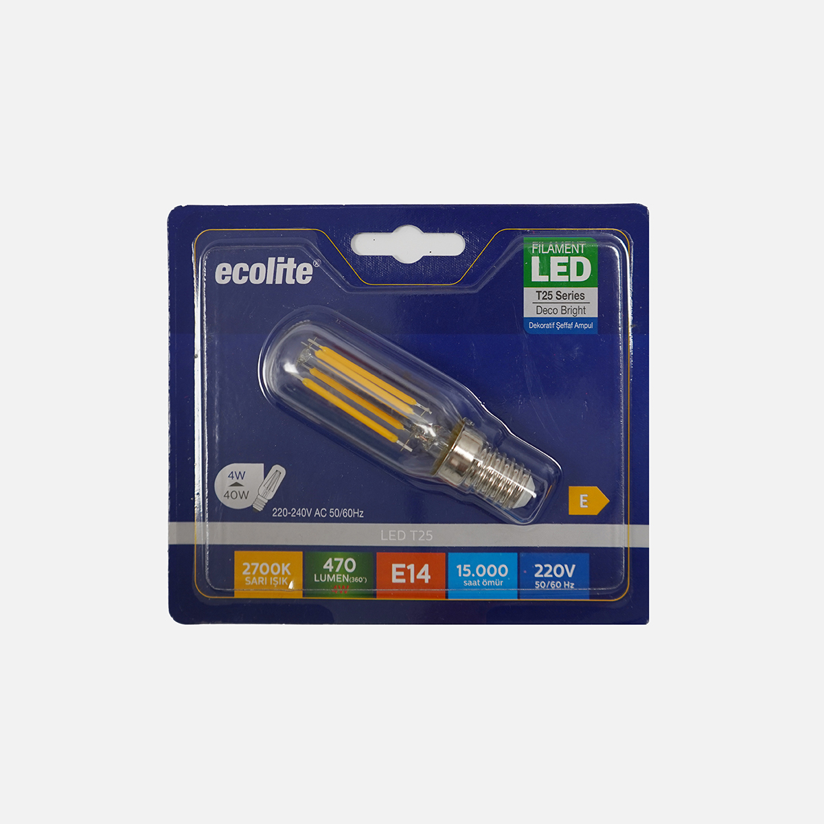 Ecolite T25 LED Filament 4W E14 2700K Sarı Işık - Bauhaus